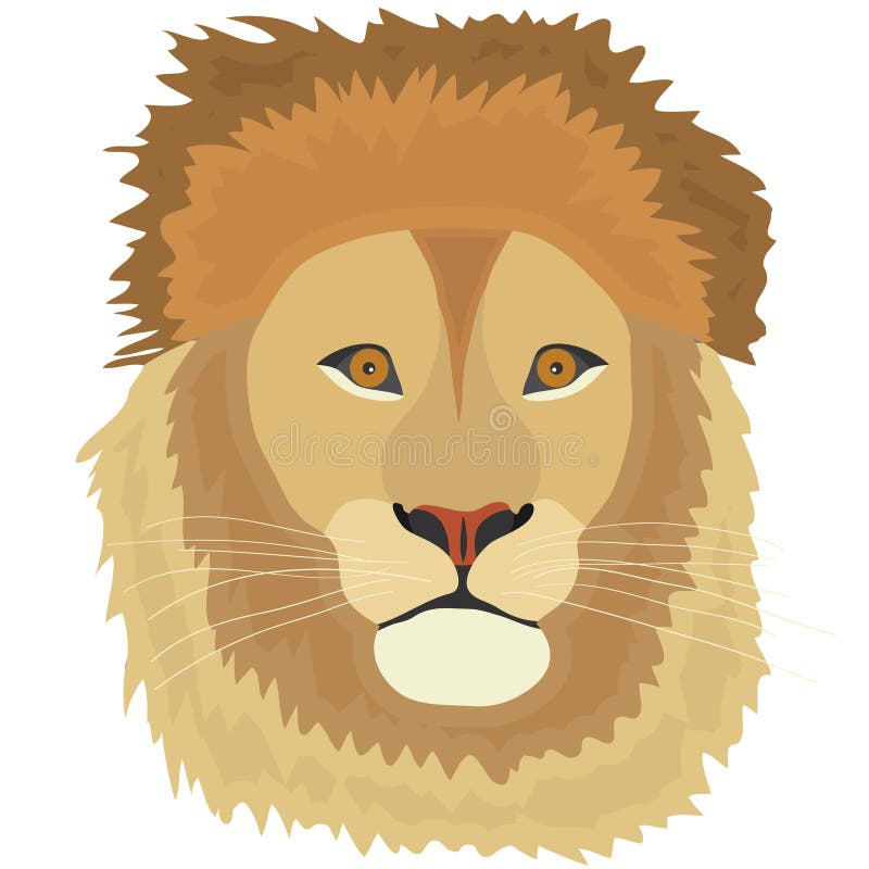 Lejon, Lejonhuvud Med Den öppna Munnen Och Tänder Tecknad ...
