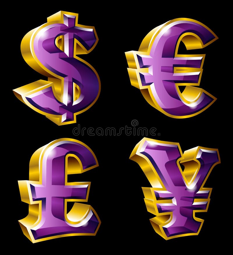 Huvudsakliga Valutasymboler Vektor Illustrationer - Illustration av ...