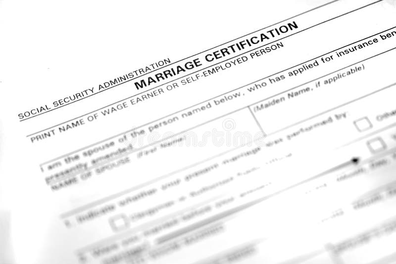 Huwelijksakte Certificatieadministratie Voor Nuptials Stock Foto ...