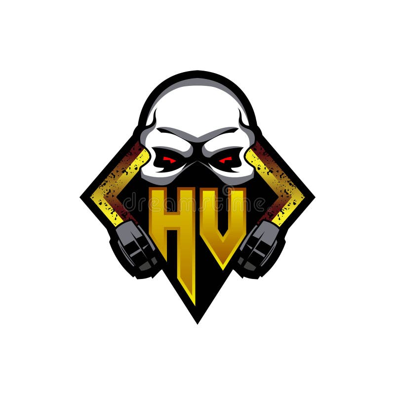 HV Logo Monogram with Skull Shape Designs Template Stock Vector ...