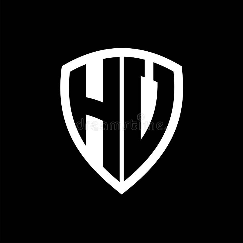 HV Monogram Logo with Bold Letters Shield Shape with Black and White ...