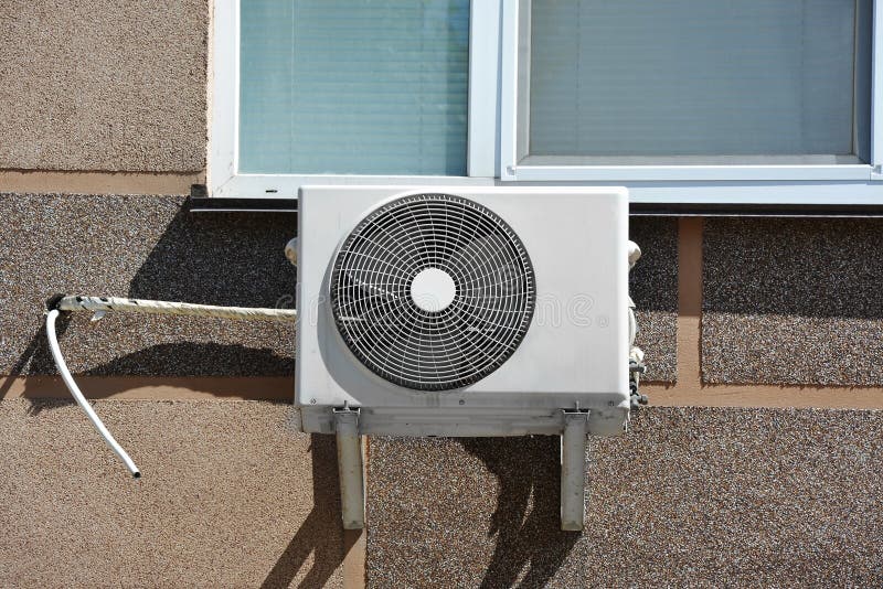 Air Conditioner System on Wall Stock Image - Image of hvac ...