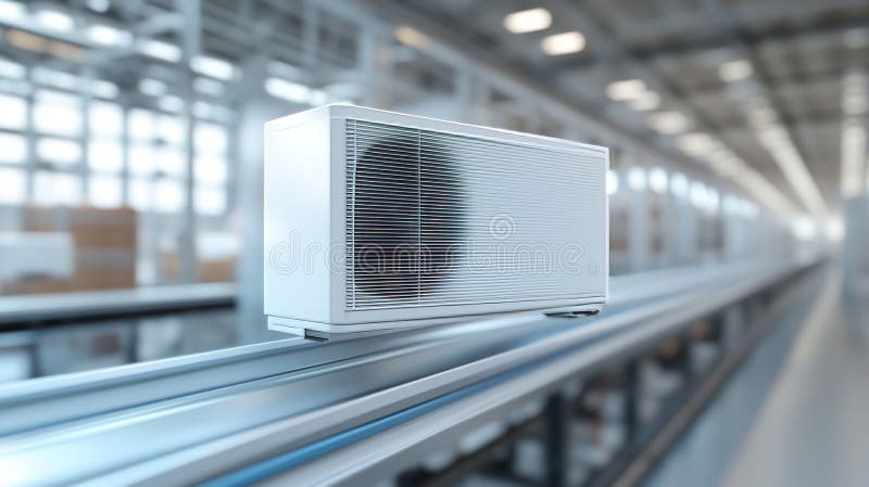 An HVAC Assembly Line Bathed in Sunlight. Air Conditioners Stock Photo ...