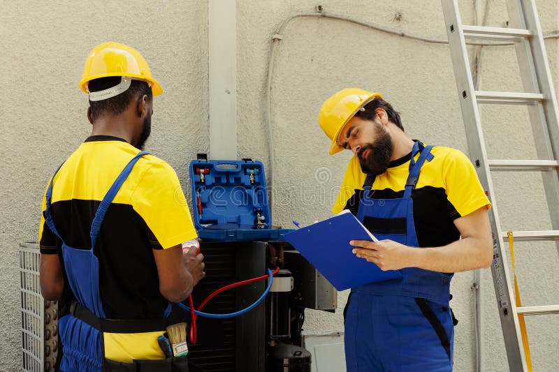 HVAC Engineer on the Phone with Customer Stock Image - Image of work ...