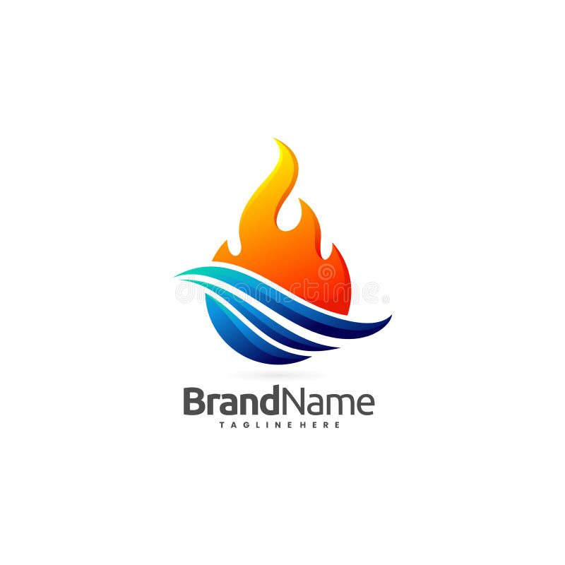 Hvac Logo with Fire, Water and Air Concept Stock Vector - Illustration ...