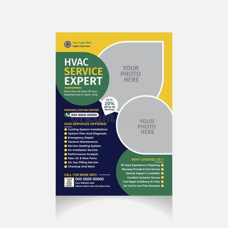 HVAC Repair and Maintenance Service Flyer Template Stock Vector ...