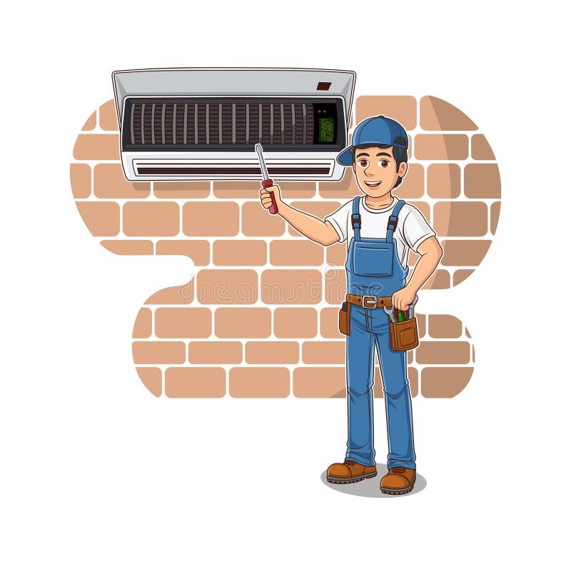 HVAC Service Cartoon Character Design Illustration Stock Vector ...