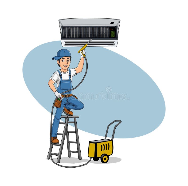 HVAC Service Cartoon Character Design Illustration Stock Vector ...