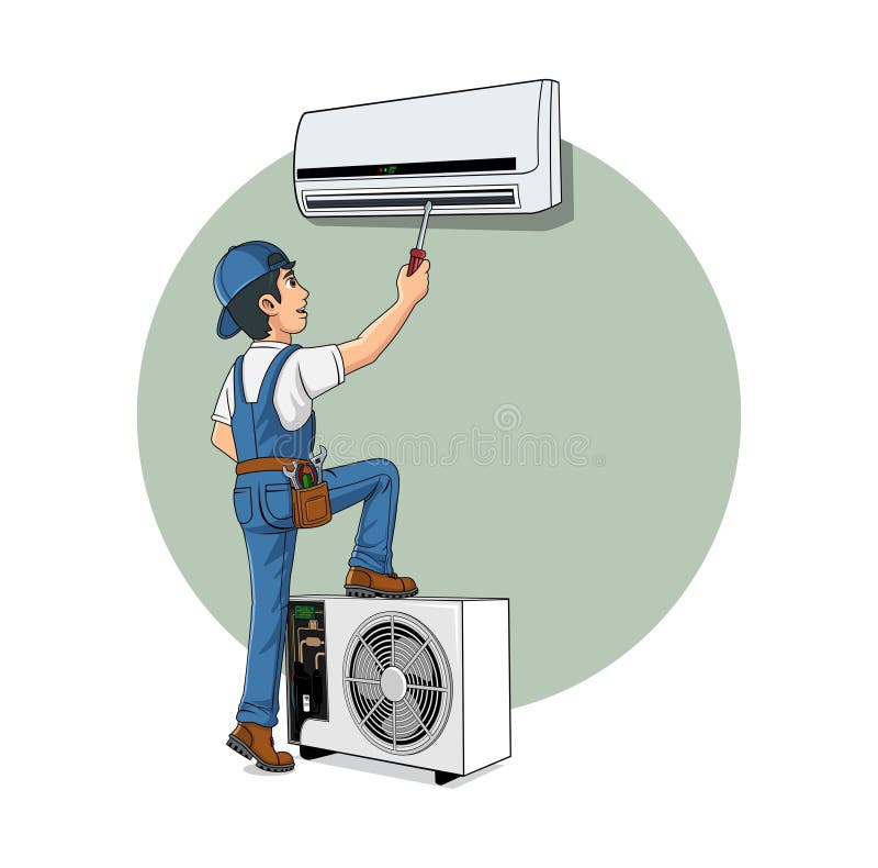 HVAC Service Cartoon Character Design Illustration Stock Illustration ...
