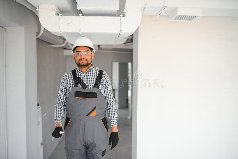 Hvac Indian Worker Install Ducted Pipe System for Ventilation and Air ...