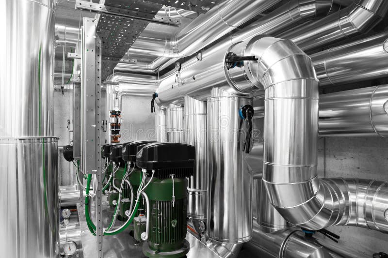 HVAC System Pipes and Pumps, Handling Heating, Ventilation, Air ...