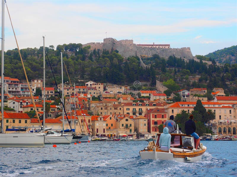 Hvar Harbor Landscape,Croatia Editorial Photo - Image of castle, europe ...