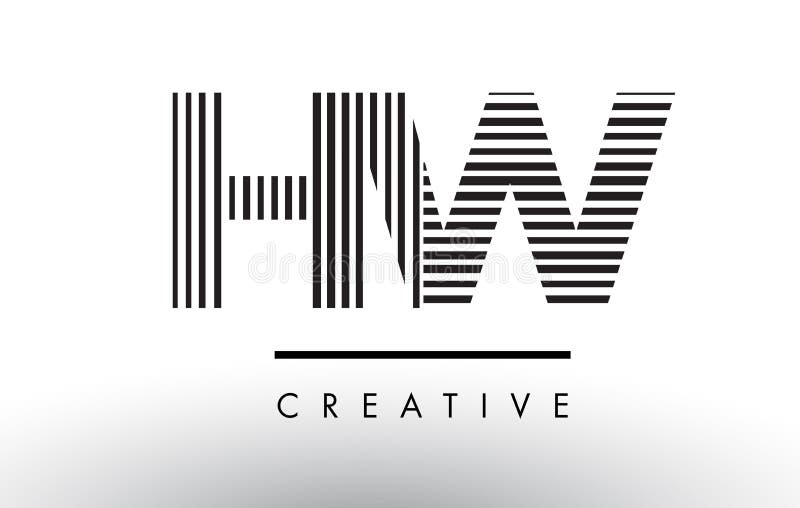 HW H W Black and White Lines Letter Logo Design. Stock Vector ...