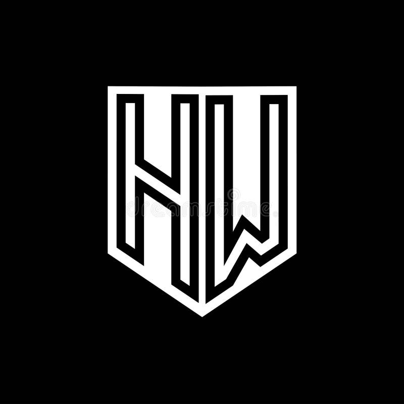 HW Logo Monogram Shield Geometric Black Line Inside White Shield Color ...
