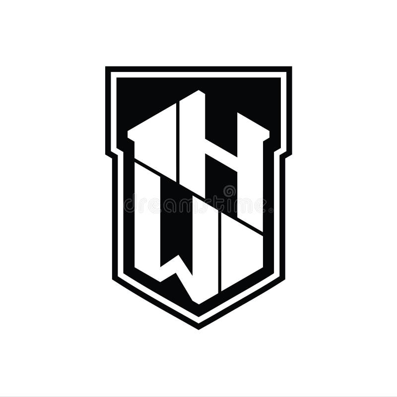 HW Logo Monogram Hexagon Geometric Up and Down Inside Shield Isolated ...