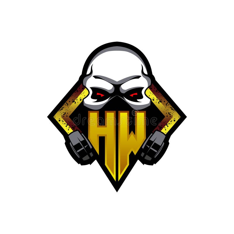 HW Logo Monogram with Skull Shape Designs Template Stock Vector ...