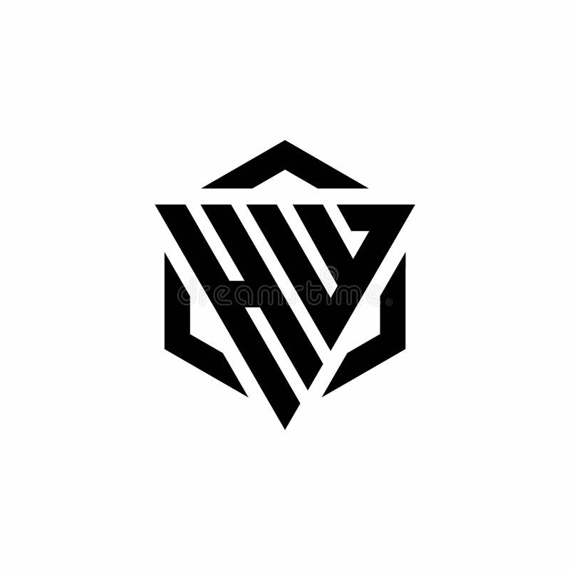 HW Logo Monogram with Triangle and Hexagon Modern Design Template Stock ...