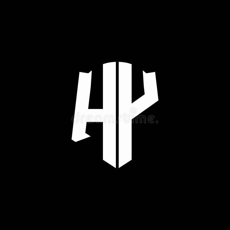 HY Monogram Letter Logo Ribbon with Shield Style Isolated on Black ...
