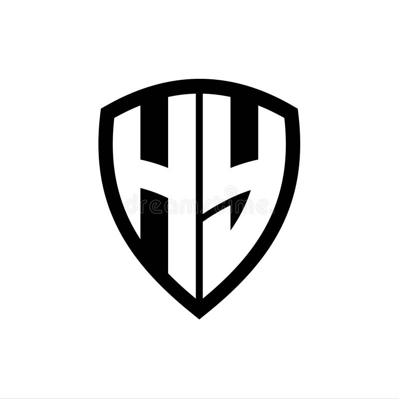 HY Monogram Logo with Bold Letters Shield Shape with Black and White ...