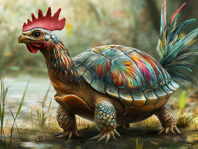 A Hybrid Animal of a Rooster and a Turtle Stock Illustration ...