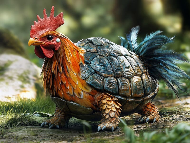 A Hybrid Animal of a Rooster and a Turtle Stock Illustration - Illustration of hybrid, legs ...