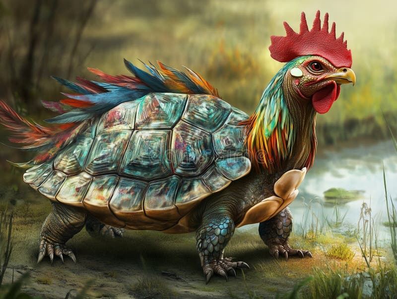 A Hybrid Animal of a Rooster and a Turtle Stock Illustration ...