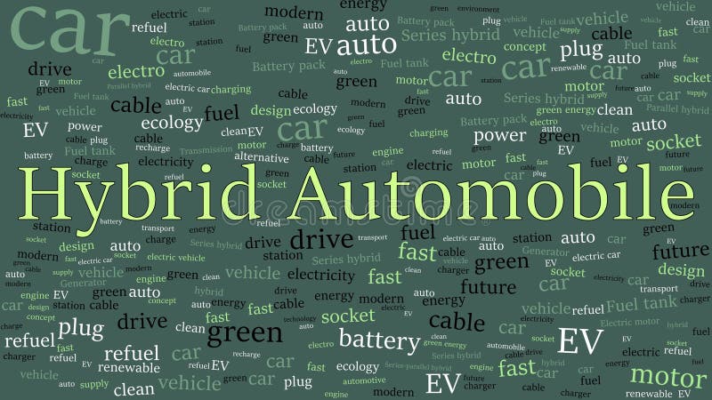 Hybrid Automobile Word Cloud Illustration Use for Background Stock ...