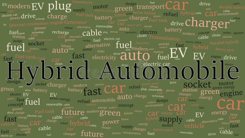 Hybrid Automobile Word Cloud Illustration Use for Background Stock ...