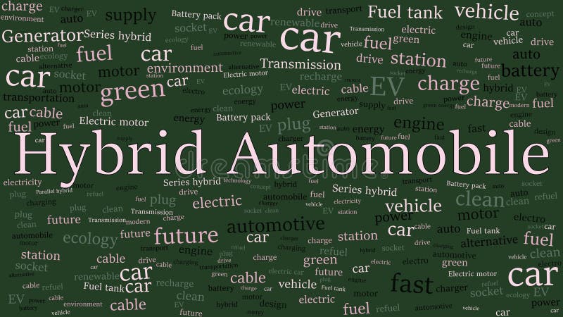 Hybrid Automobile Word Cloud Illustration Use for Background Stock ...