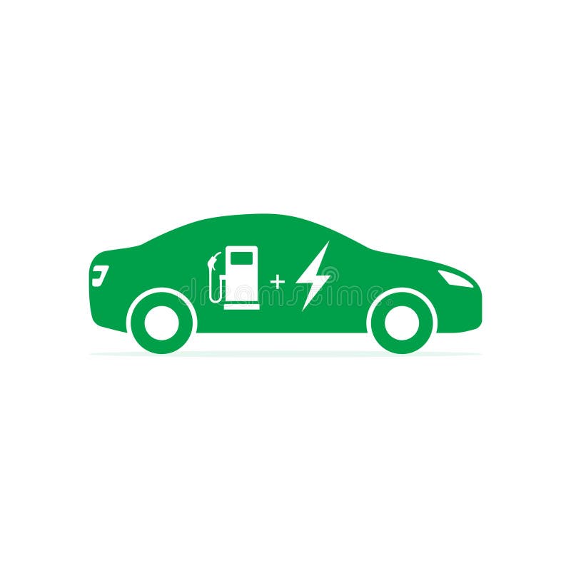 Hybrid Car Icon, Vector Isolated Hybrid Vehicle Symbol, Side View Stock ...