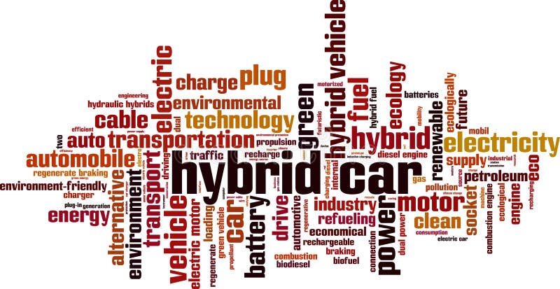 Hybrid car word cloud stock vector. Illustration of dual - 269380344