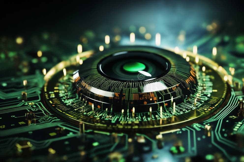 A Hybrid of a Digital Eye and a Lens on a Printed Circuit Board, a ...