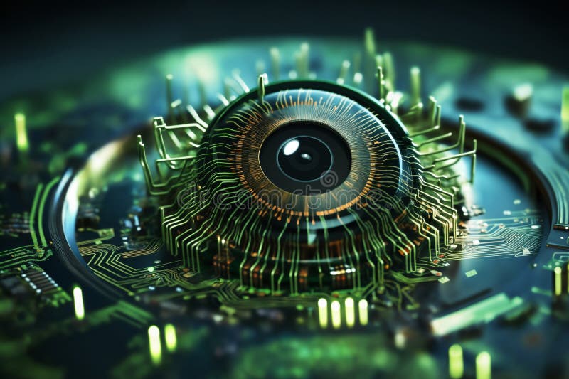 A Hybrid of a Digital Eye and a Lens on a Printed Circuit Board, a ...