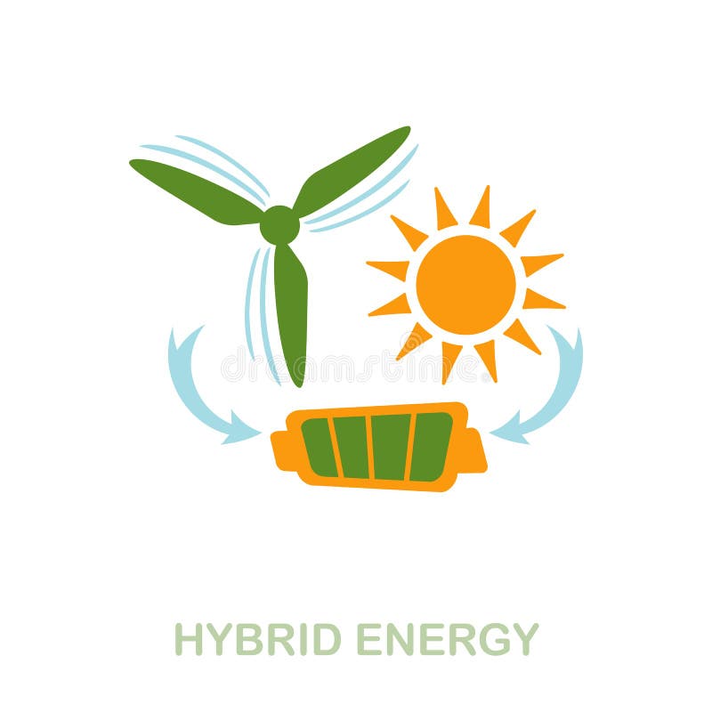 Hybrid Energy Flat Icon. Colored Element Sign from Clean Energy ...