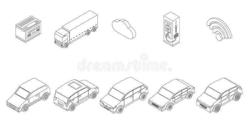Hybrid Icons Set Vector Outline Stock Illustration - Illustration of ...