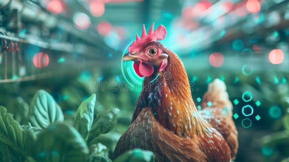 A Hybrid Image of a Chicken Roboticized in a High-tech Farm House ...