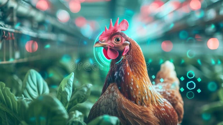 A Hybrid Image of a Chicken Roboticized in a High-tech Farm House ...