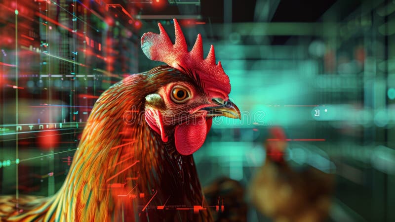 A Hybrid Image of a Chicken Roboticized in a Hightech Farm House ...