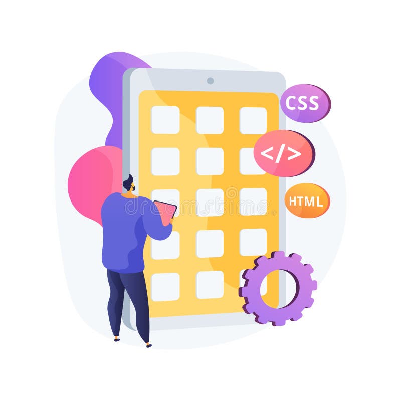 Hybrid Mobile App Abstract Concept Vector Illustration. Stock Vector ...