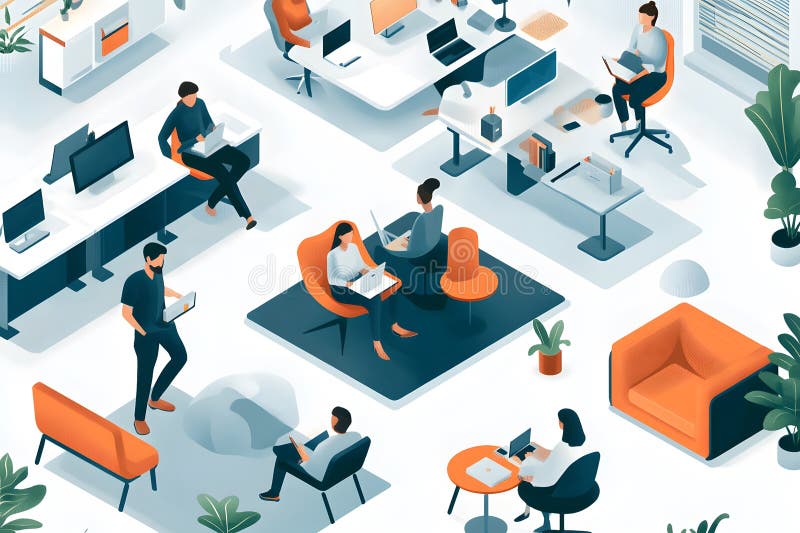 Hybrid Office with Both in-person and Remote Workers, Seamless ...