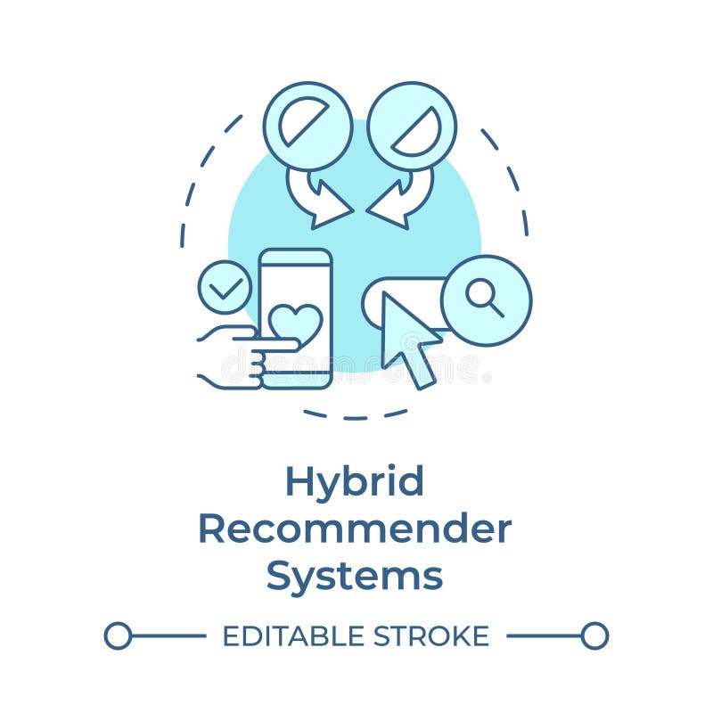 Hybrid Recommender Systems Soft Blue Concept Icon Stock Illustration ...