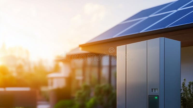 A Modern Solar Energy Storage Unit Installed Outside a Home Stock Photo ...