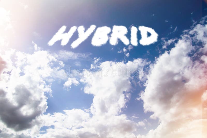 Hybrid. Text from Clouds in Sky in Bright Sunlight Stock Photo - Image ...