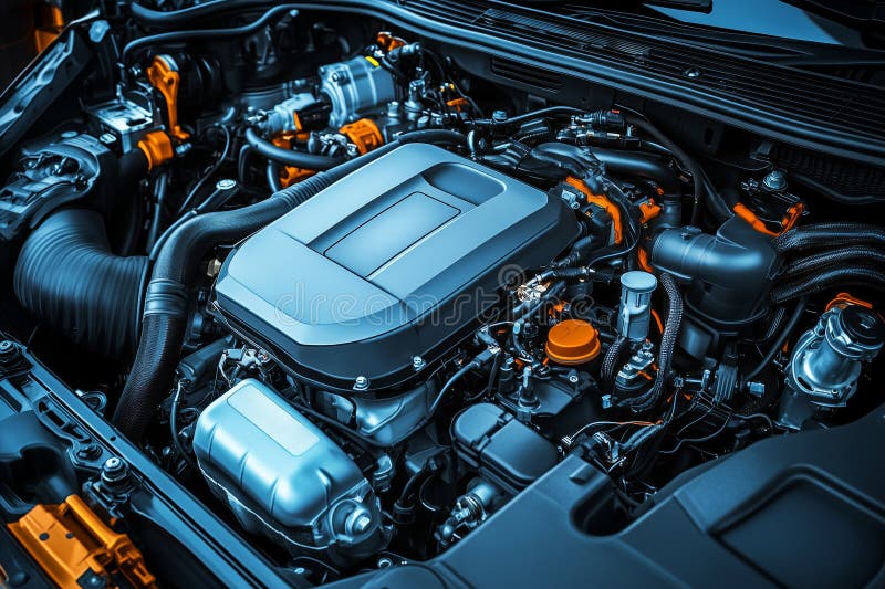 Hybrid Vehicle Engine Bay Highlighting Advanced Technology Features ...
