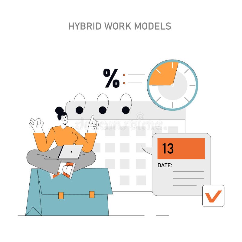 Hybrid Work Models Vector Illustration Stock Vector - Illustration of ...