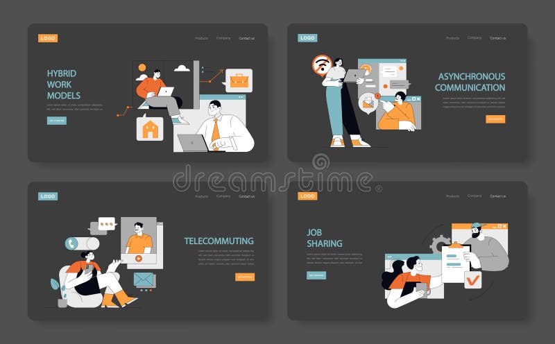 Hybrid Work Models Vector Illustration Stock Vector - Illustration of ...