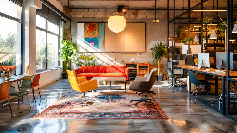 Hybrid Workspace with an Open Modern Design Featuring a Mix of ...