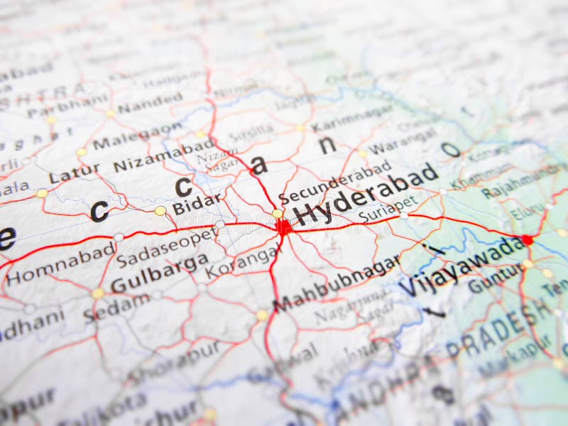 Hyderabad City Over a Road Map India Stock Image - Image of aerial ...