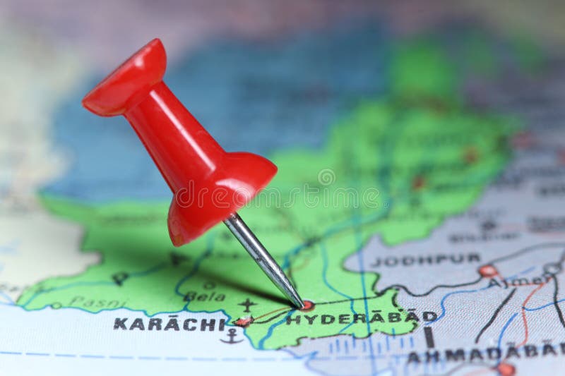 Hyderabad, Pakistan Pin on Map Stock Photo - Image of freedom, earth ...