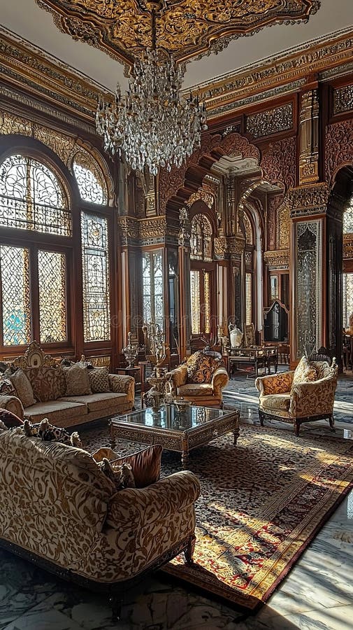 Hyderabadi Opulence an Indian Interior House Stock Illustration ...
